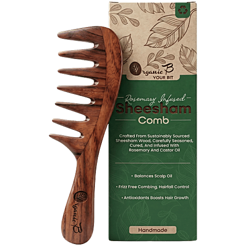 Buy Organic B Rosemary & Castor Oil Infused Sheesham Wooden Comb Online ...