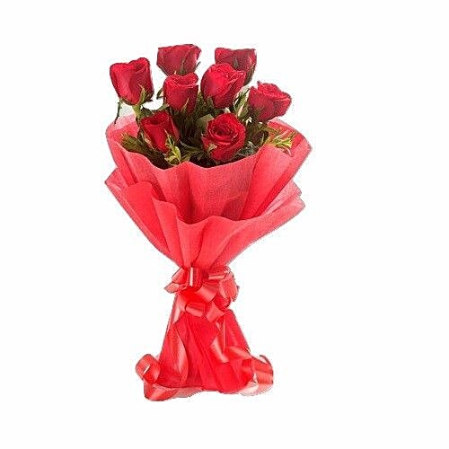 Buy Blooms & Bouquets - Rohini Flower Bouquet - 8 Delightful Red Roses ...