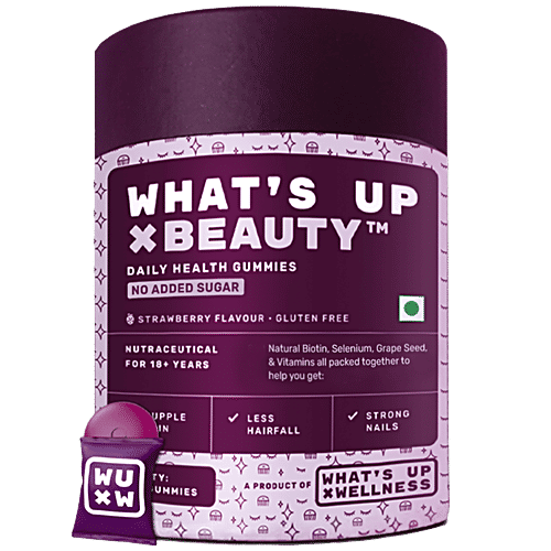 Buy Whats Up Wellness X Beauty Daily Health Strawberry Flavour Gummies Online at Best Price of ...