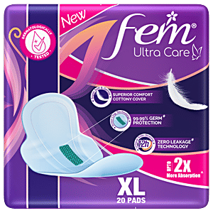 Buy Fem Ultra Care Sanitary Pads - XL, With Wings, Cottony Cover, 2X ...