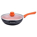 Buy Wonderchef Sakura Induction Base Non-Stick Cookware Set - Black & Orange, Wok with Glass Lid ...