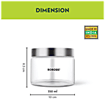 Buy Borosil Endura Glass Jar/Airtight Storage Container - Round, For ...