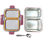 Buy Pratap Lunch Box Steel, Ceelik Duo, Pink Online at Best Price of Rs ...