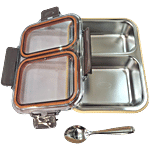 Buy Pratap Lunch Box Steel, Ceelik Duo, Brown Online at Best Price of ...