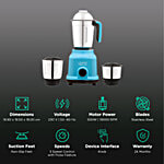 Buy Croma 500 Watt 3 Jars Mixer Grinder 19000 RPM, Shock Proof Body ...